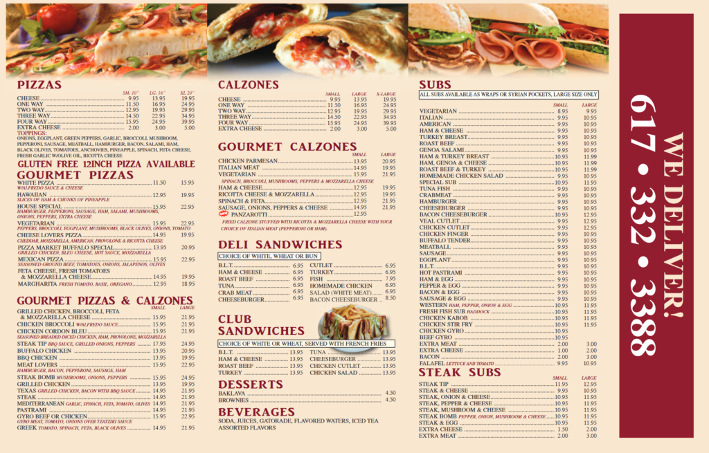 Our Menu - West Newton Pizza Market